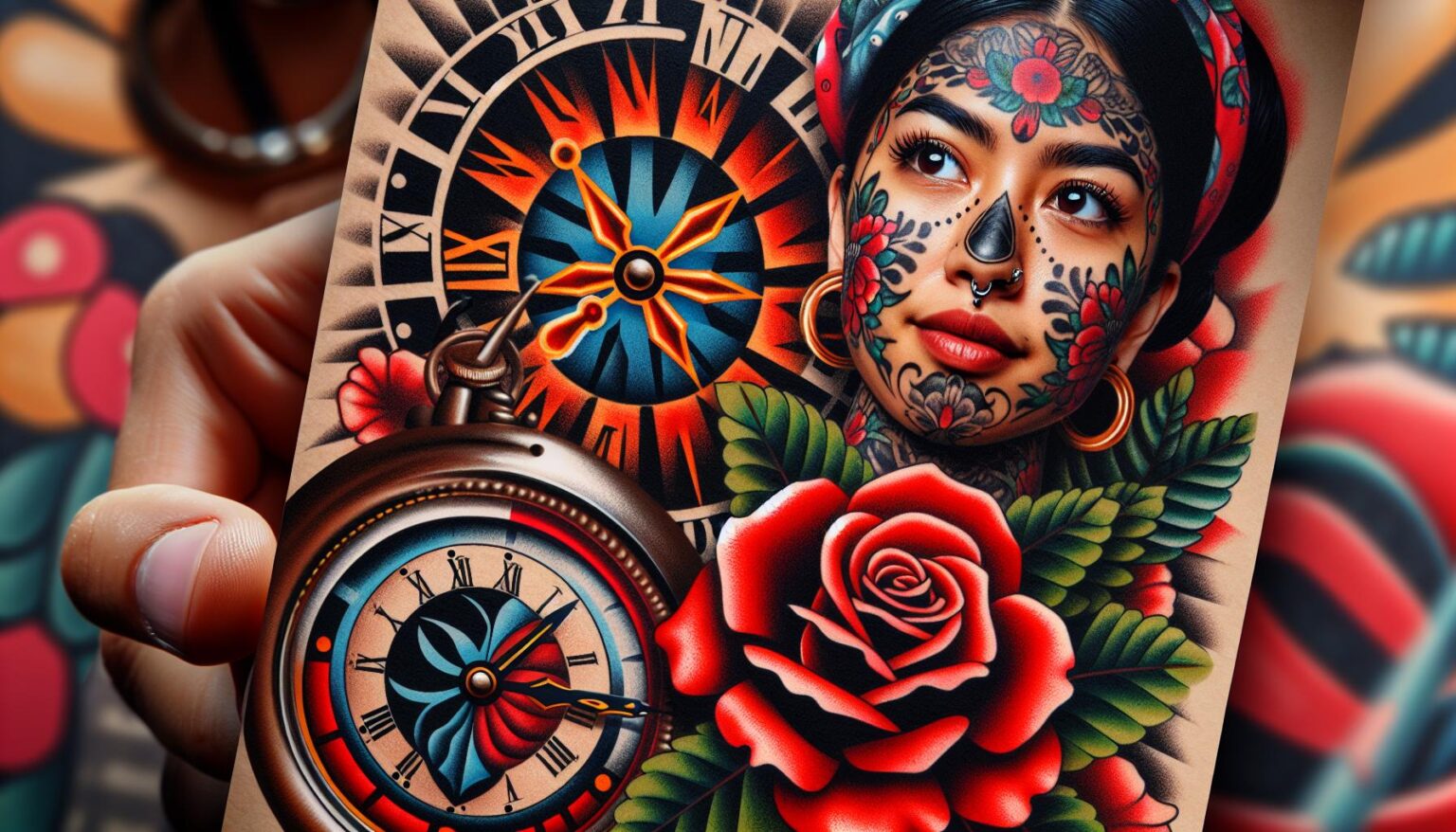 Clock and Rose Tattoo: Symbolism, Styles, and Perfect Placement ...