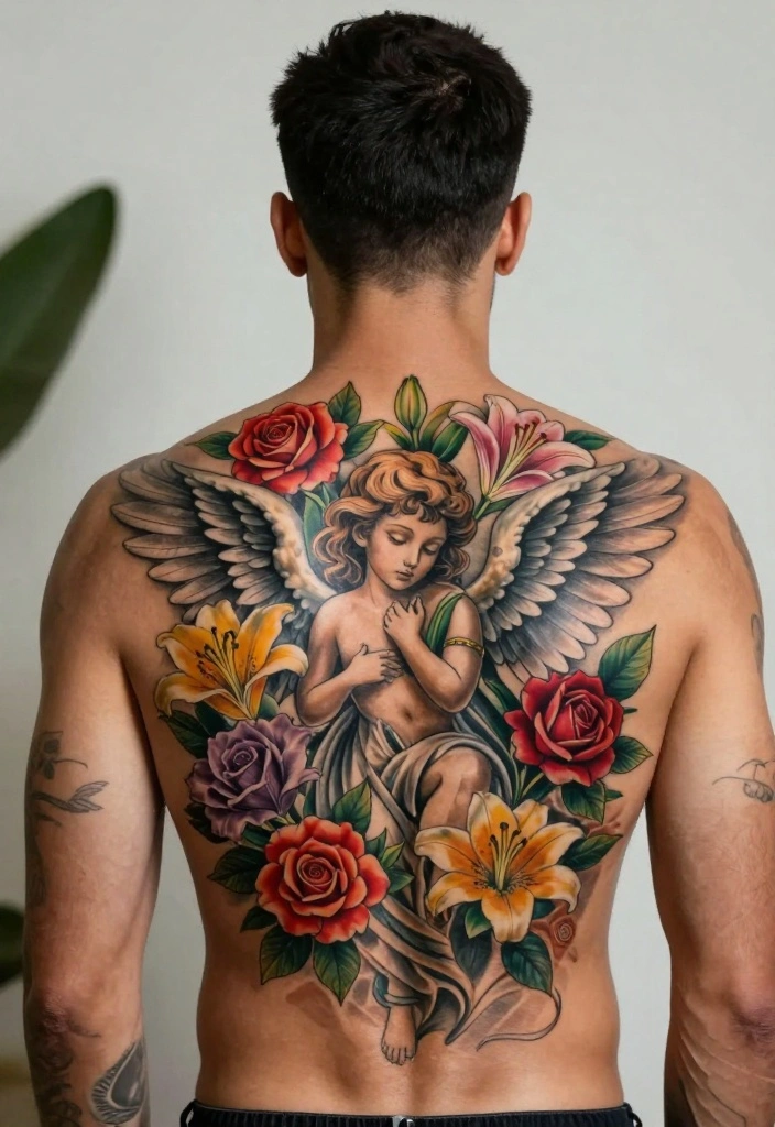 18 Angel Back Tattoo Ideas for Men: Powerful and Striking - Tattoo Radar